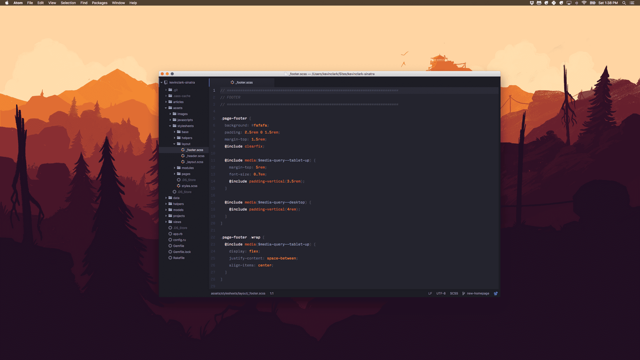 Firewatch-Themed Desktop & Text Editor — Kevin Clark